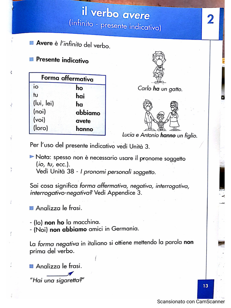 Verbo Avere | PDF