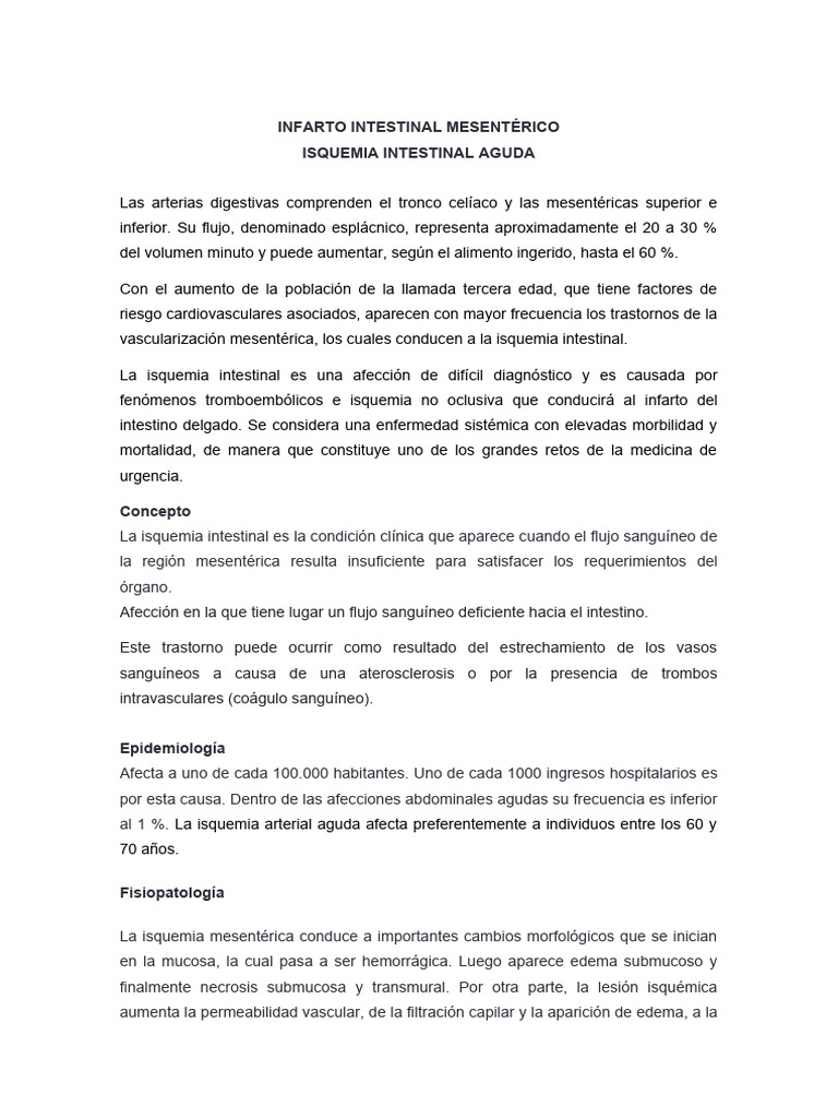 Infarto Intestinal Mesentérico | PDF | Isquemia | Infarto de miocardio