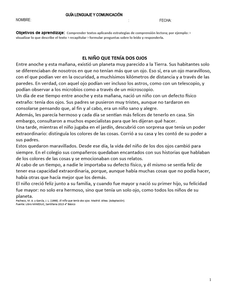 Guia de Aprendizaje Lenguaje Prueba Unidad 1 | PDF Guia de Aprendizaje Lenguaje Prueba Unidad 1 | PDF