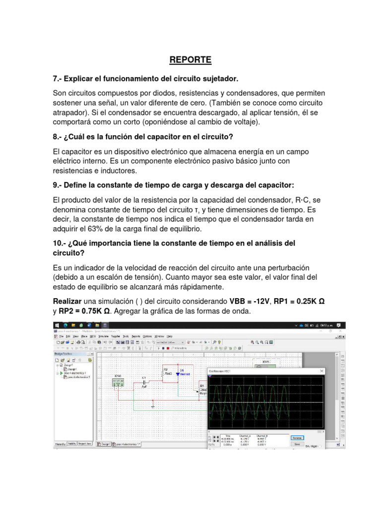 Circuito Sujetador: Funcionamiento y Simulación | PDF | Ciencia y matemáticas | Informática