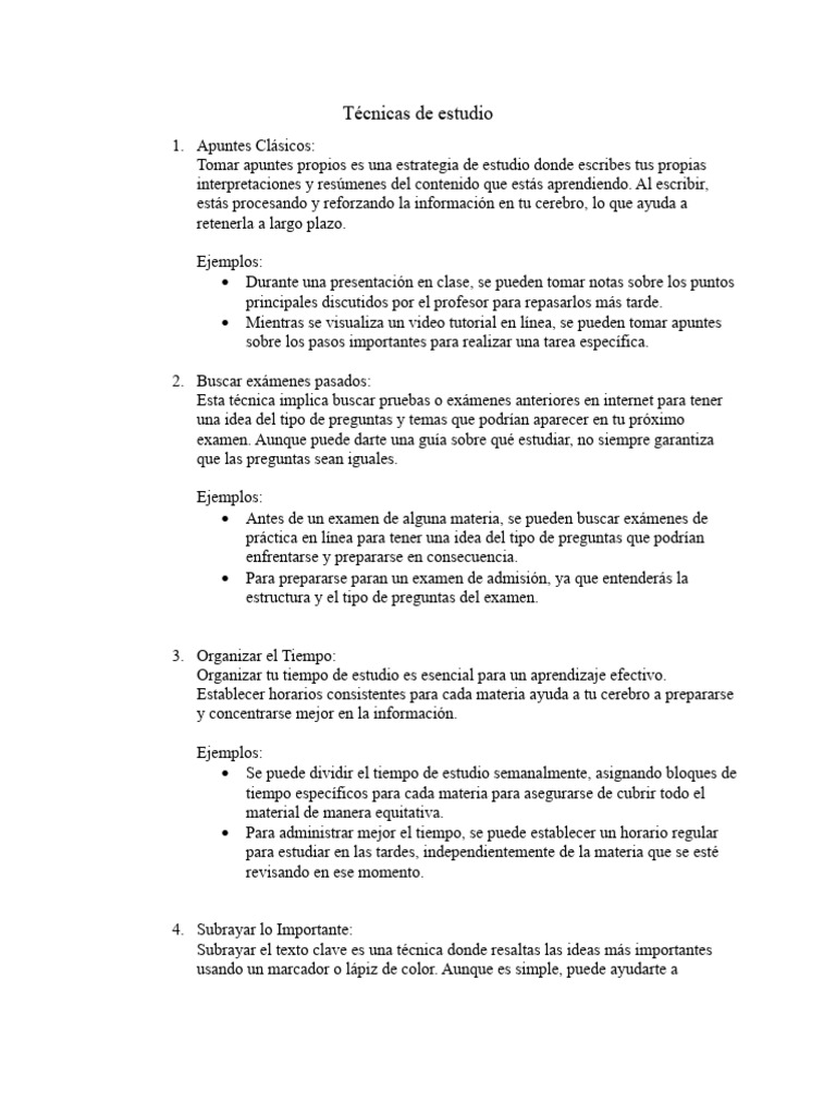 Técnicas de estudio | Descargar gratis PDF | Habilidades de estudio ...
