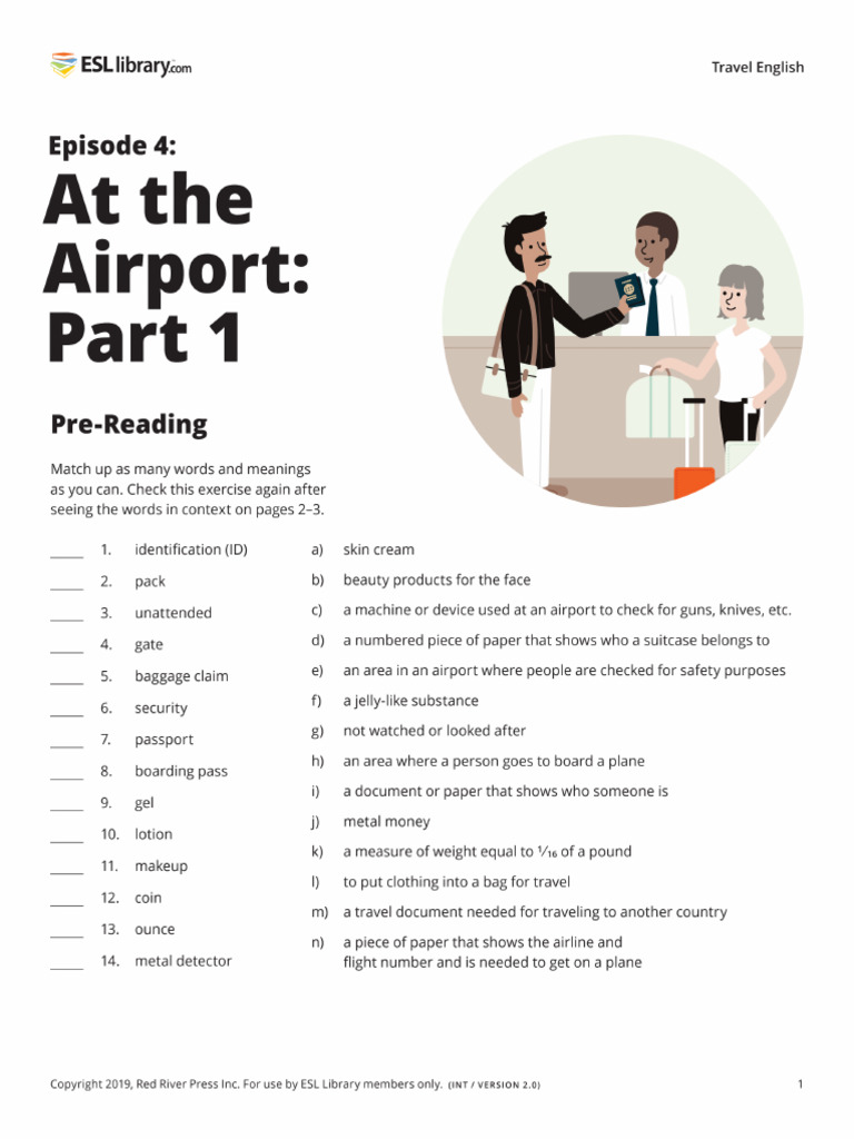 At The Airport - Part 1 - Ellii (Formerly ESL Library) | PDF