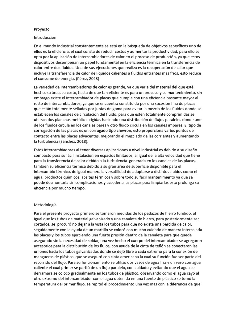 Proyecto TDQ | PDF | Intercambiador de calor | Calor