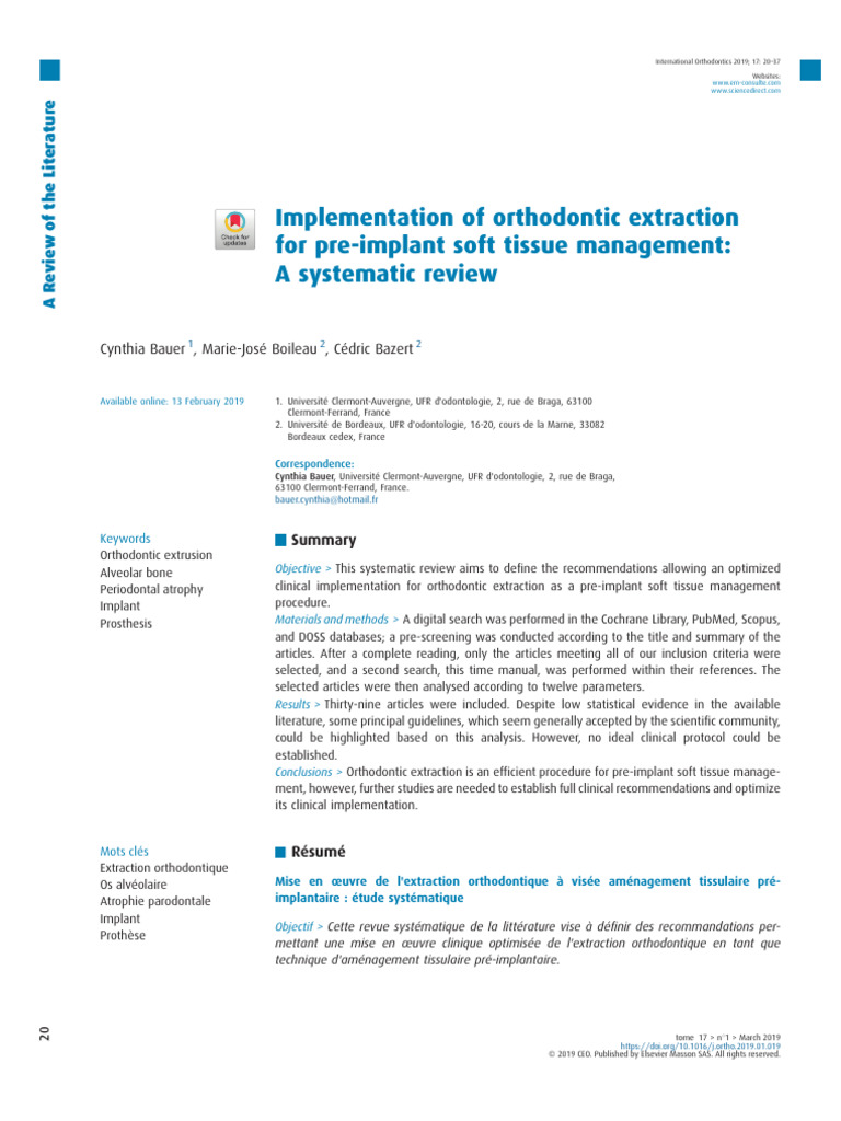 Implementation of orthodontic extraction for pre-implant soft tissue ...
