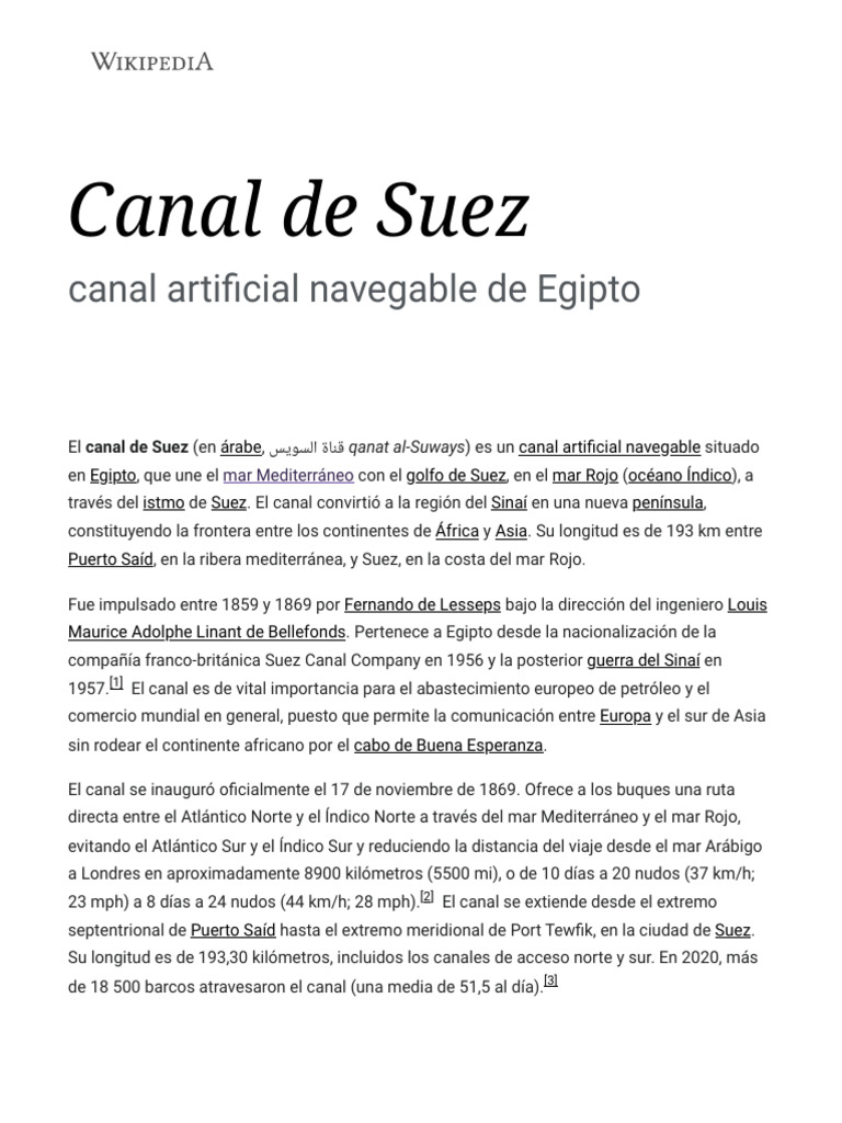 Importancia del Canal de Suez en el Comercio | PDF | Canal de Suez