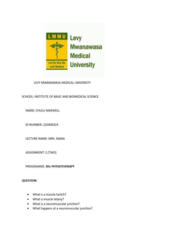 Physiology Assignment 2 Download Free Pdf Muscle Contraction