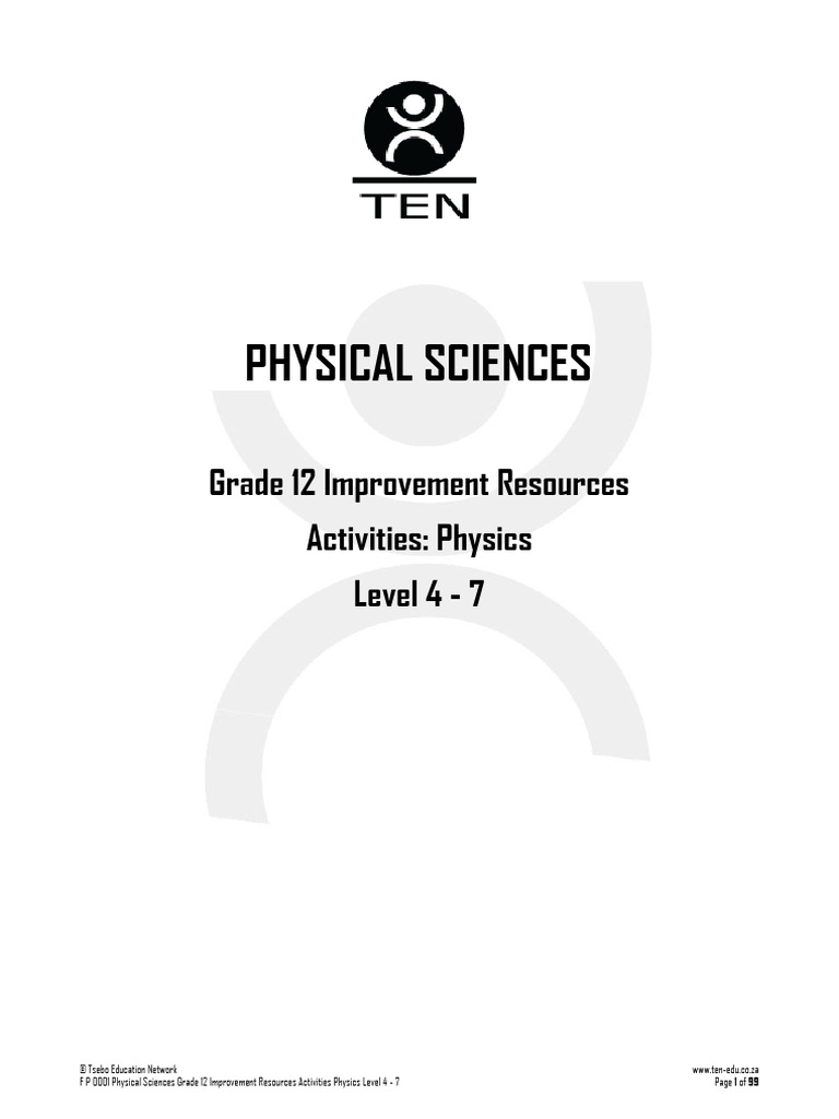 Grade 12 Physics Improvement Activities | PDF | Force | Friction