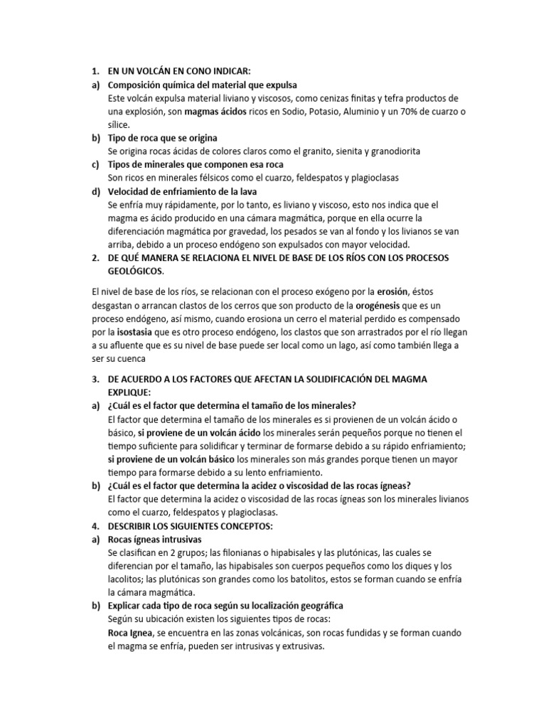 Preguntas 1 | PDF | Roca (geología) | Roca ígnea