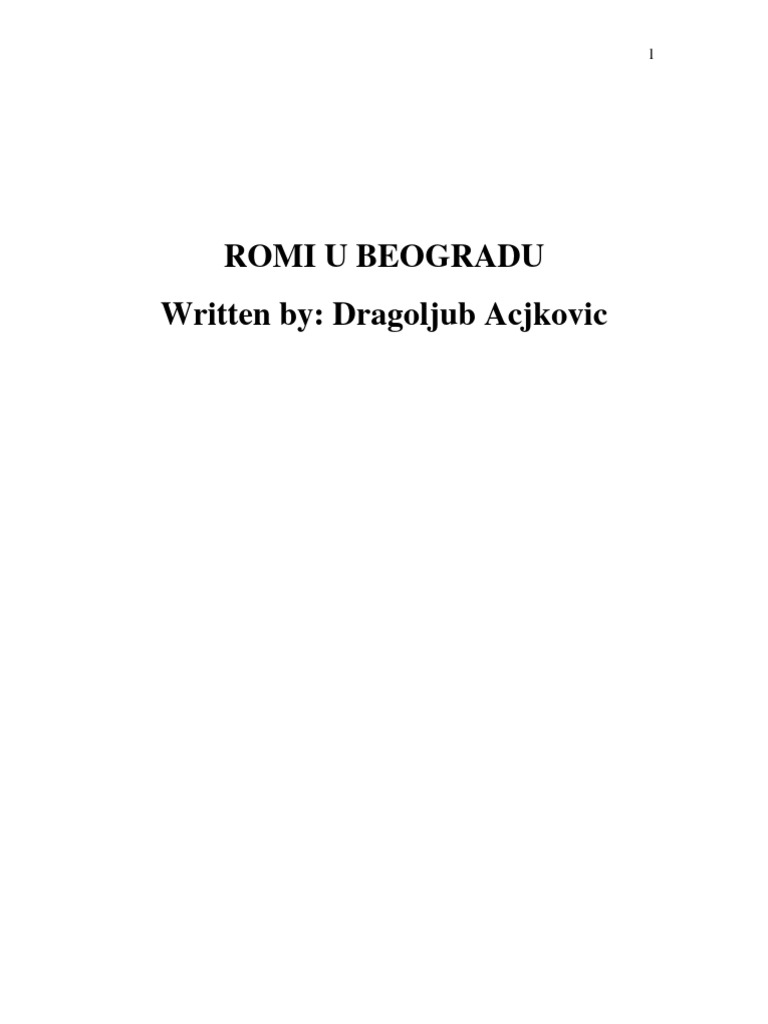 Romi u Beogradu Prelomljeni Tekst | PDF