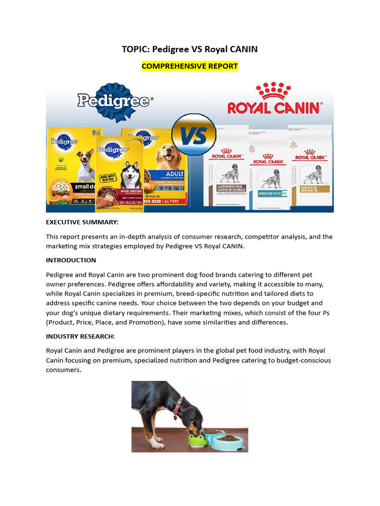 Report On Pedigree Vs Royal Canin 1714067486 | PDF | Brand | Business ...