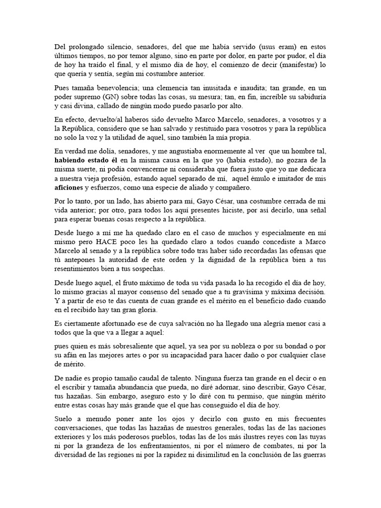 Traducción literal Pro Marcello con anotaciones. Oratoria Latina ...