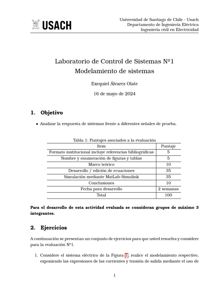 Laboratorio_N°1_de_Control_de_Sistemas_Vespertino | PDF | Electricidad | Ingenieria Eléctrica