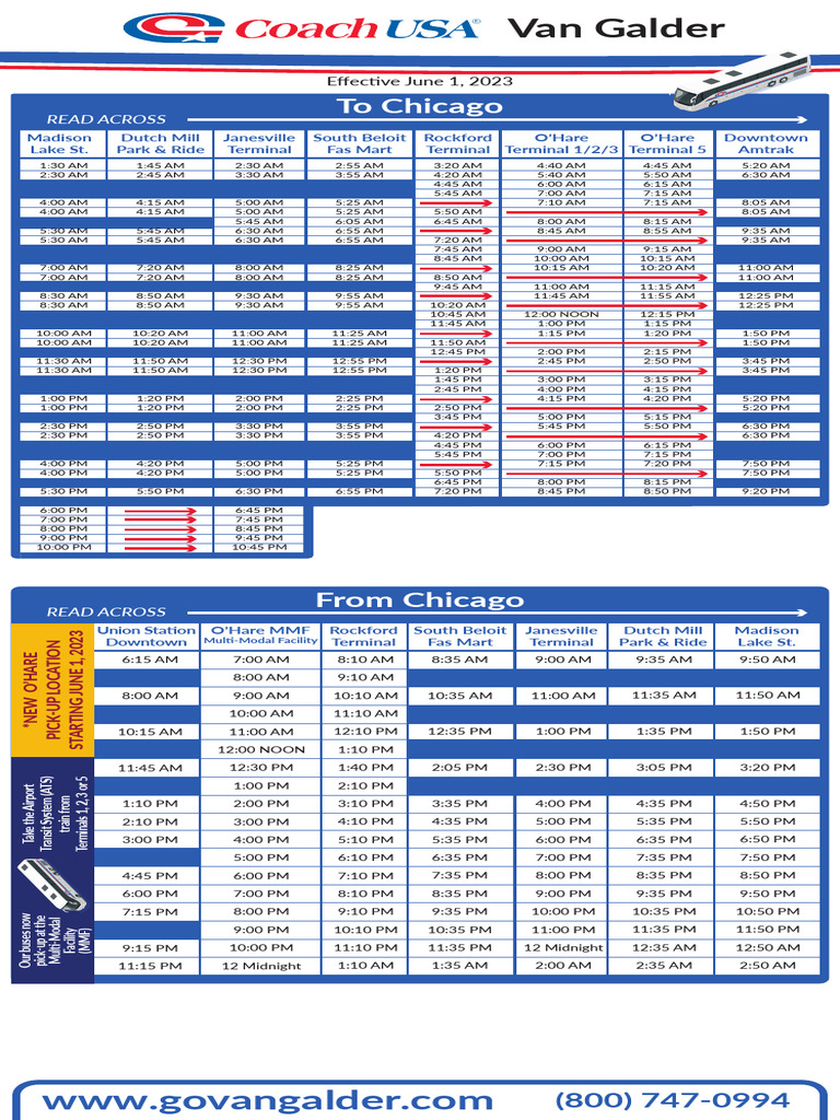 Van Galder Bus Schedule June 2023 | PDF | Public Services | Bus Transport