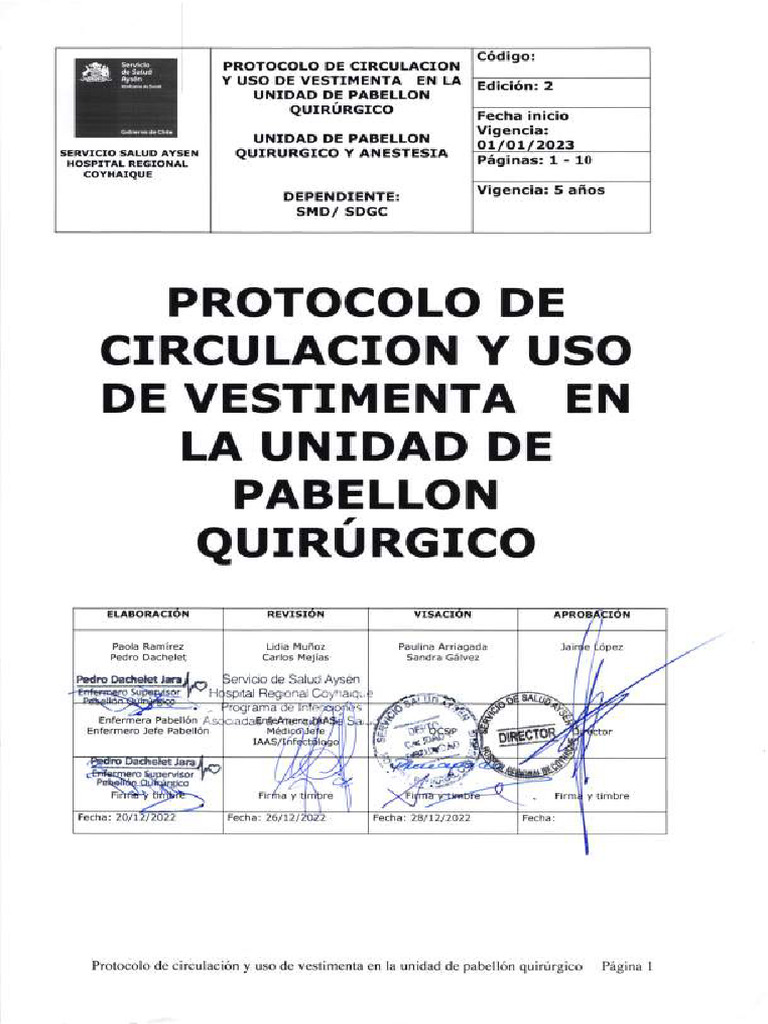 Protocolo de Vestimenta en Pabellón Quirúrgico | PDF | Ropa | Cirugía