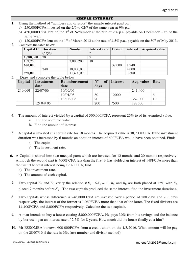 FINANCIAL MATHS TUTORIALS | PDF | Net Present Value | Internal Rate Of Return