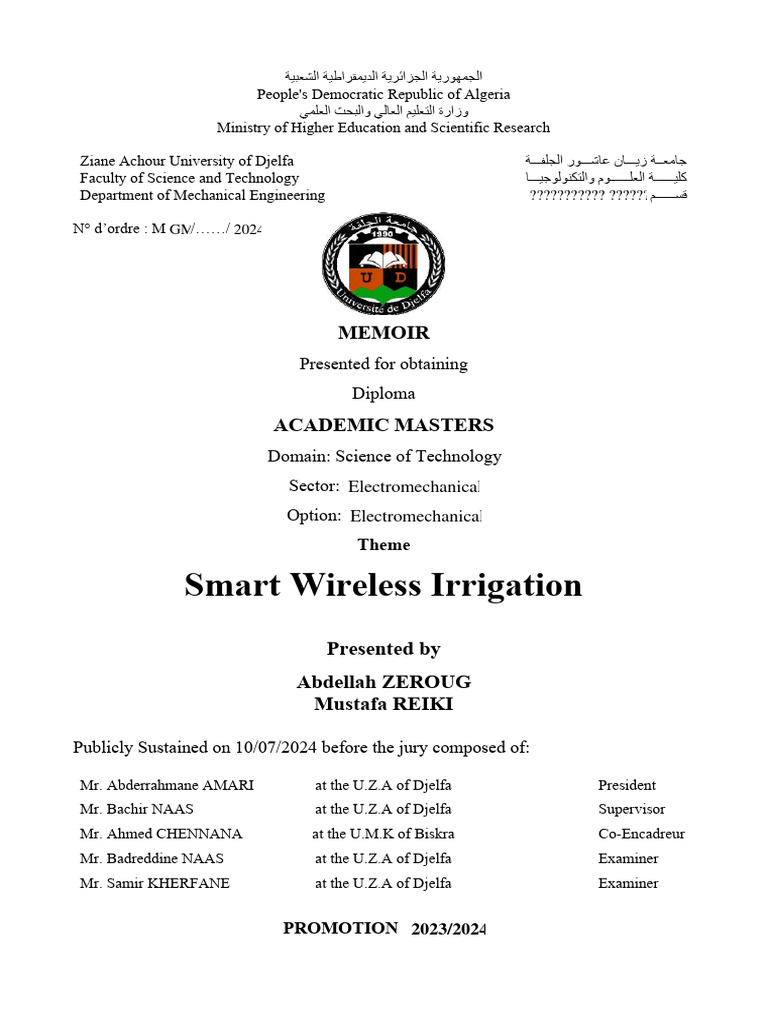 Template Memoire 03 Chapitre en | PDF | Microcontroller | Arduino