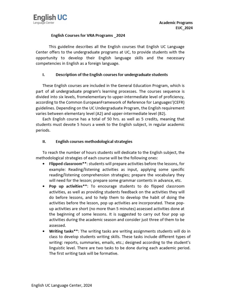 VRA English Courses Guideline 2024 | PDF | Reading Comprehension ...