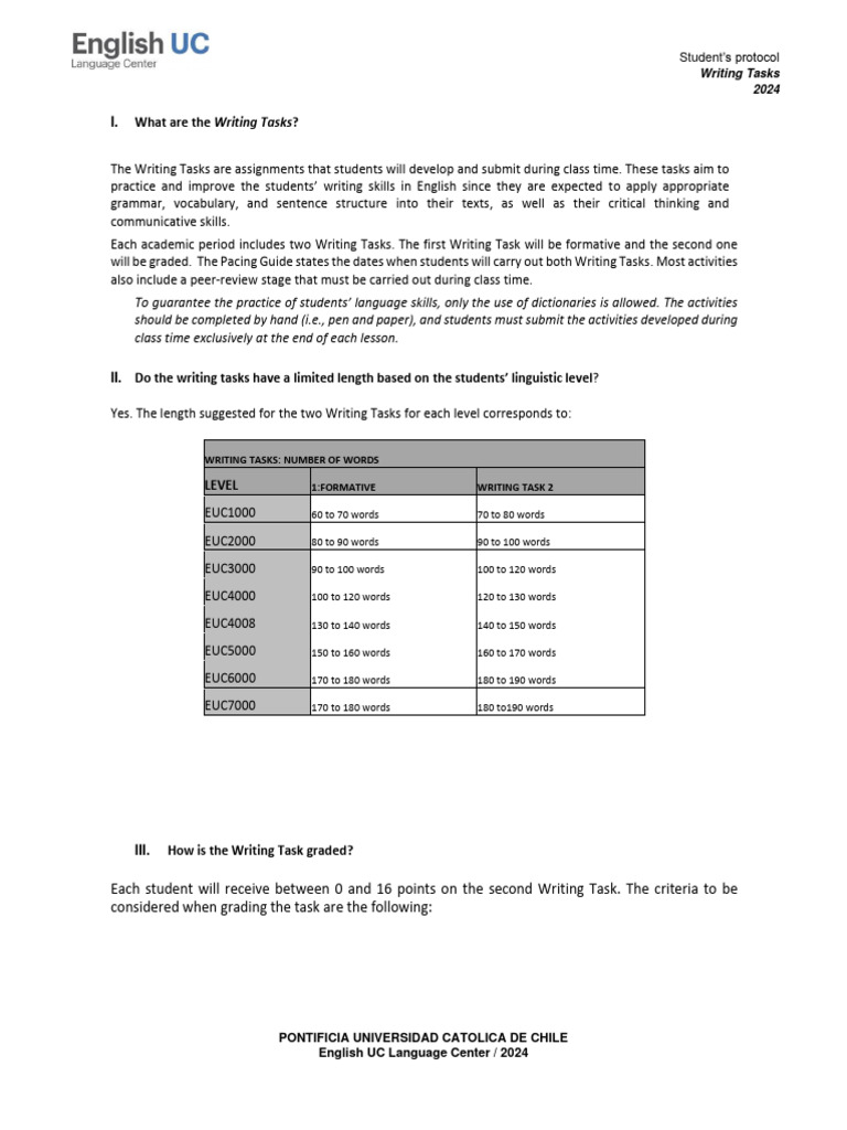 English Writing Tasks Guide 2024 | PDF | Syntax | Accuracy And Precision