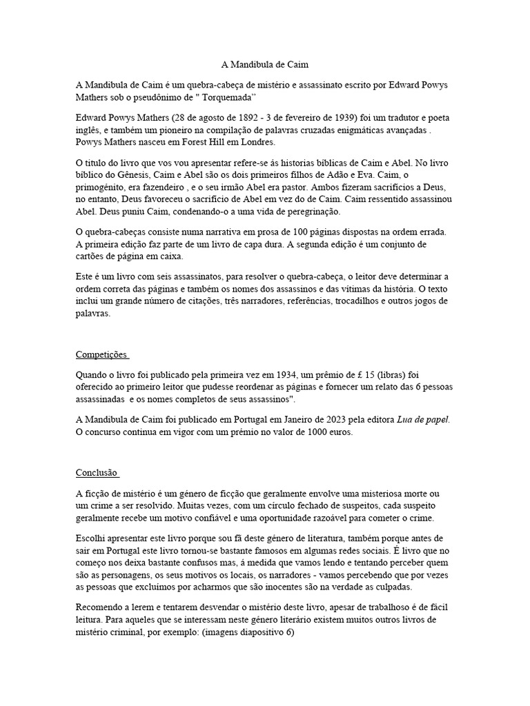 A Mandibula de Caim | PDF