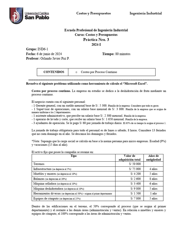 PR3 Cos Ind6-1 2024-I | PDF | Presupuesto | Fruta