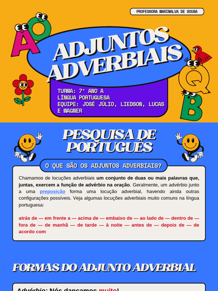 ADJUNTOS ADVERBIAIS | Download grátis PDF | Advérbio | Mecânica da linguagem