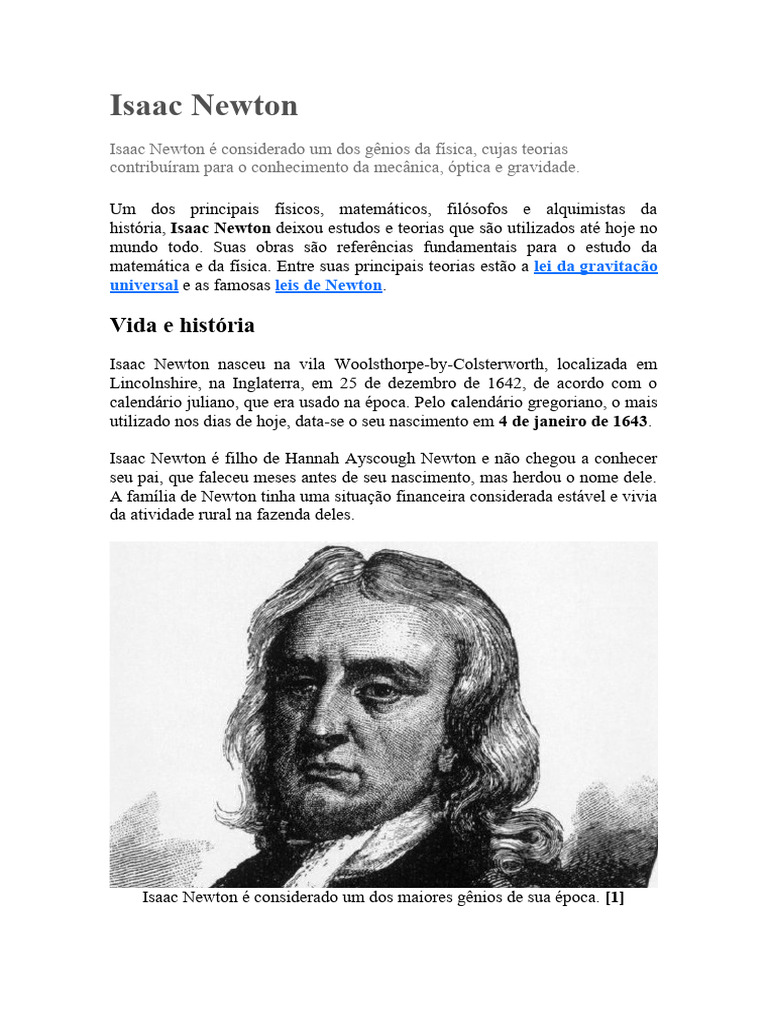 Isaac Newton | Download grátis PDF | Isaac Newton | Física
