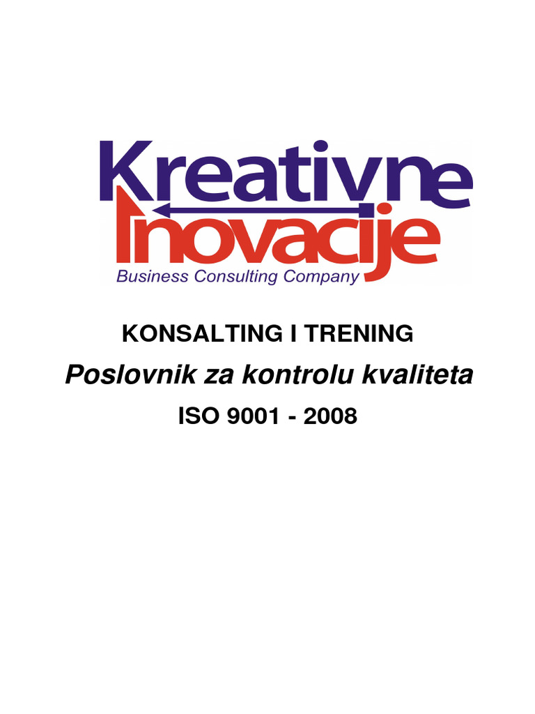 Poslovnik o kvalitetu Kreativne Inovacije | PDF