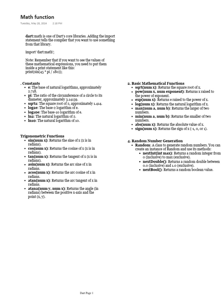 Math function | PDF | Trigonometric Functions | Logarithm