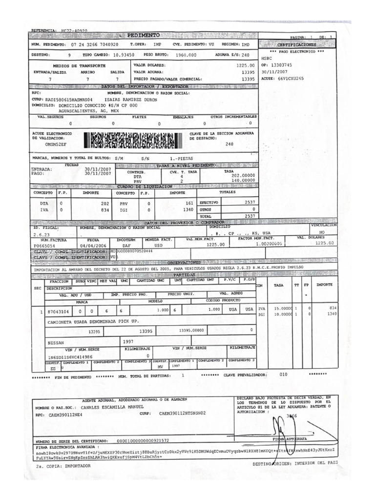 Pedimento 1 | PDF