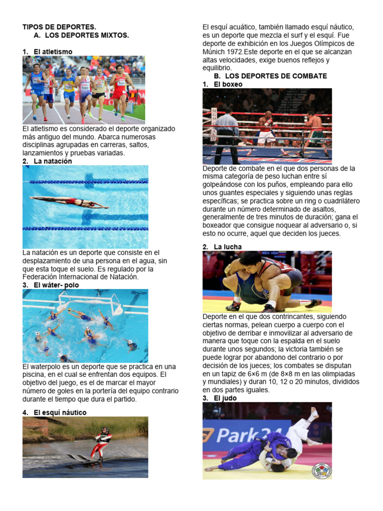 Tipos de Deportes | Descargar gratis PDF | Pelota | Deportes