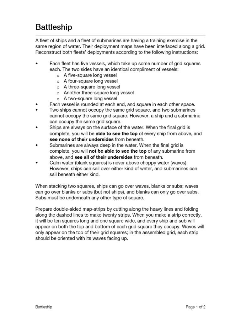 Battleship Deployment Strategy Guide | PDF | Submarines | Ships