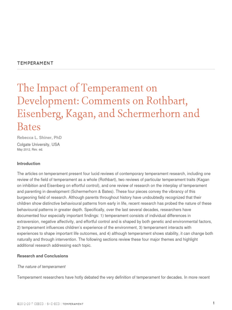 The Impact of Temperament On Development | PDF | Temperament ...