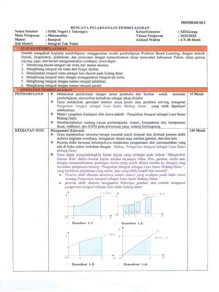 19 RPP Integral Tak Tentu Genap | PDF