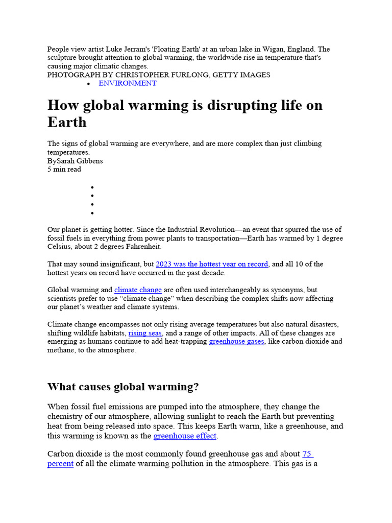 Climate Change and Global Warming | PDF | Climate Change | Greenhouse Gas