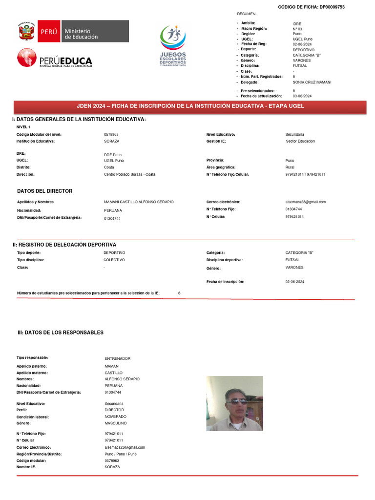 Imprimir Ficha de Incripcion Peru Educa | PDF | Documento de identidad | Privacidad