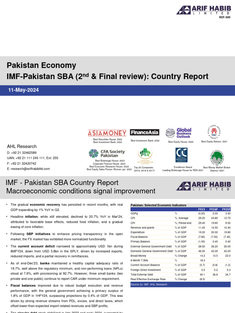 IMF- SBA Pakistan's Country Report | PDF | Valuation (Finance ...