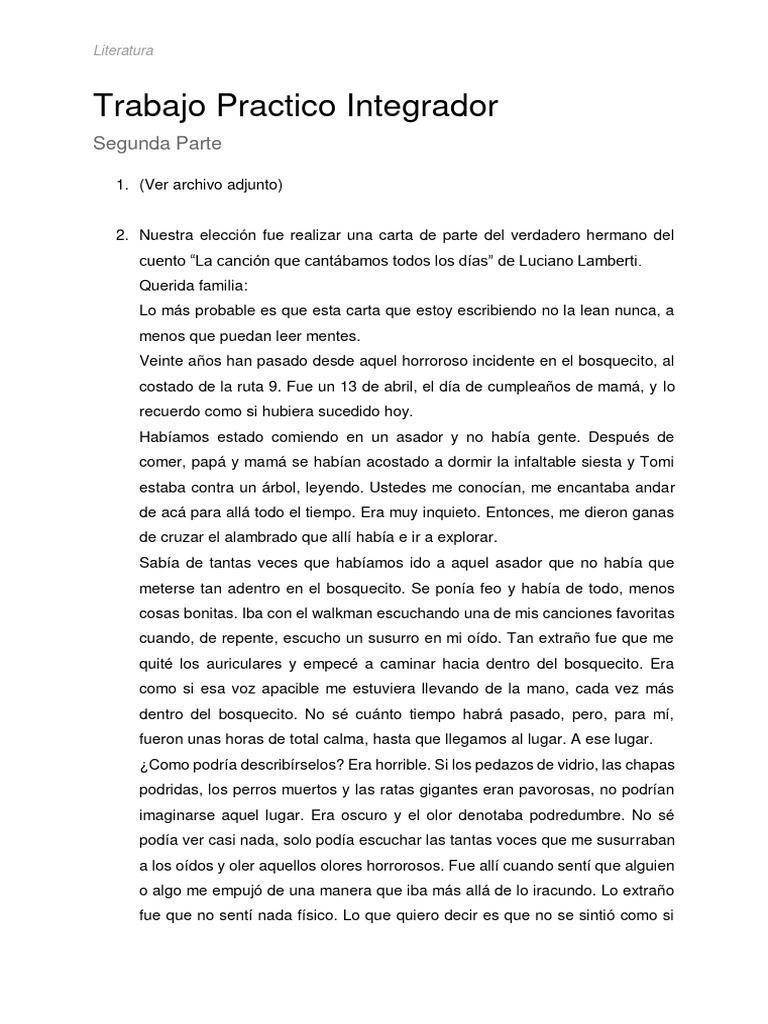 Integrador Literatura Parte 2 | PDF