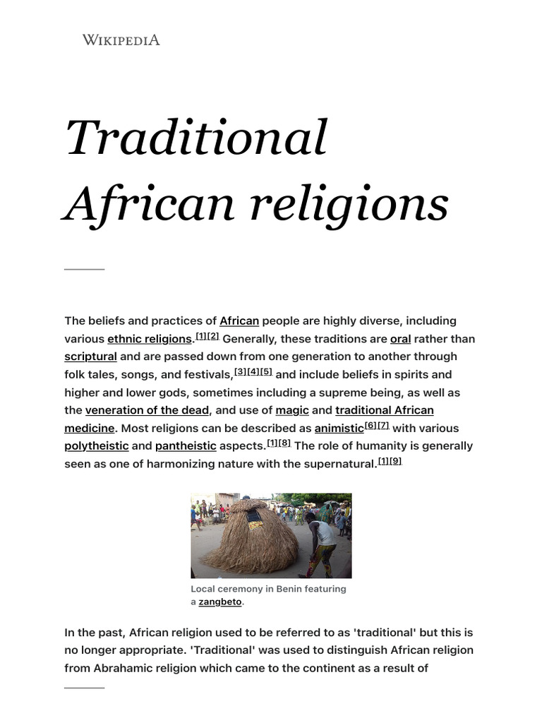 Https:/en.m.wikipedia - Org/wiki/traditional African Religions#: :text ...