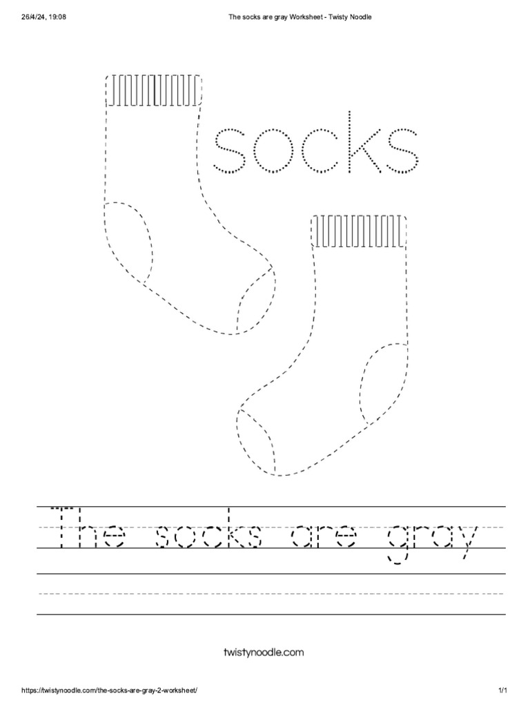 The Socks Are Gray Worksheet - Twisty Noodle | PDF