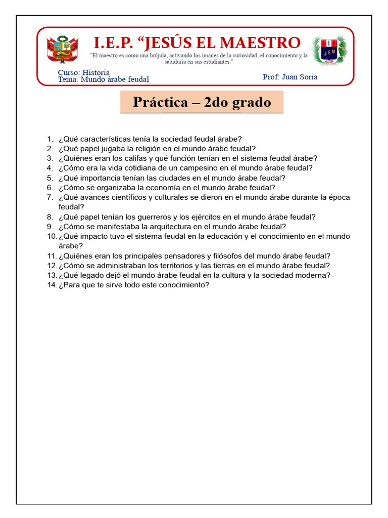 2do. Practica Mundo Arabe | PDF | Método de enseñanza | Enseñando