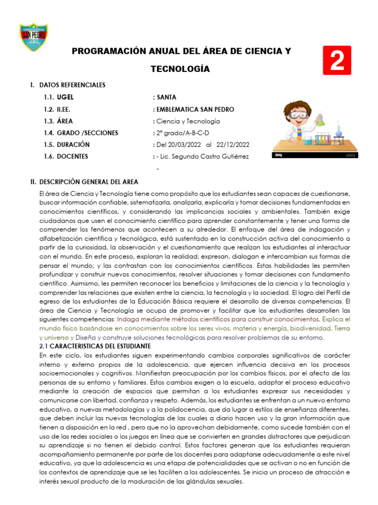 PROGRAMACIÓN ANUAL- 2° | PDF | Aprendizaje | Enseñando