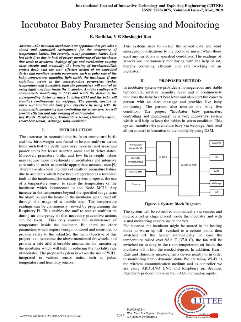 Incubator Baby Parameter Sensing and Monitoring | PDF | Neonatal ...