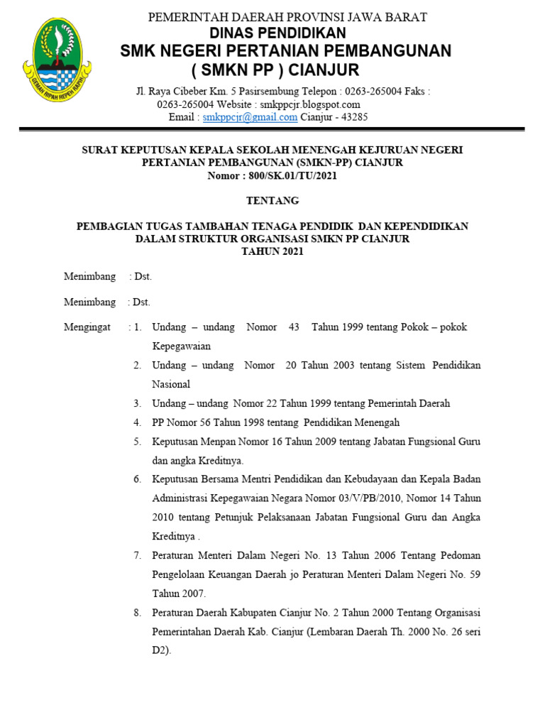 SK TUGAS TAMBAHAN Pembina OSIS Agus Permat Kustiawan | PDF