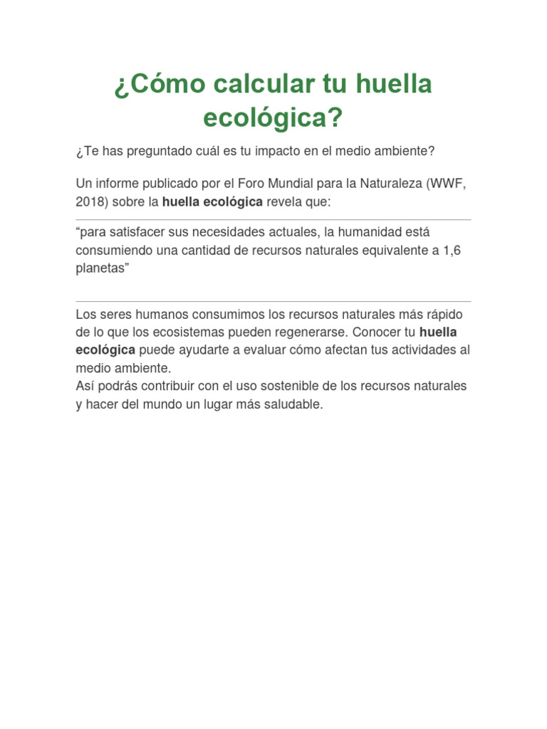 Cómo Calcular Tu Huella Ecológico | PDF | Contaminación | Aerosol