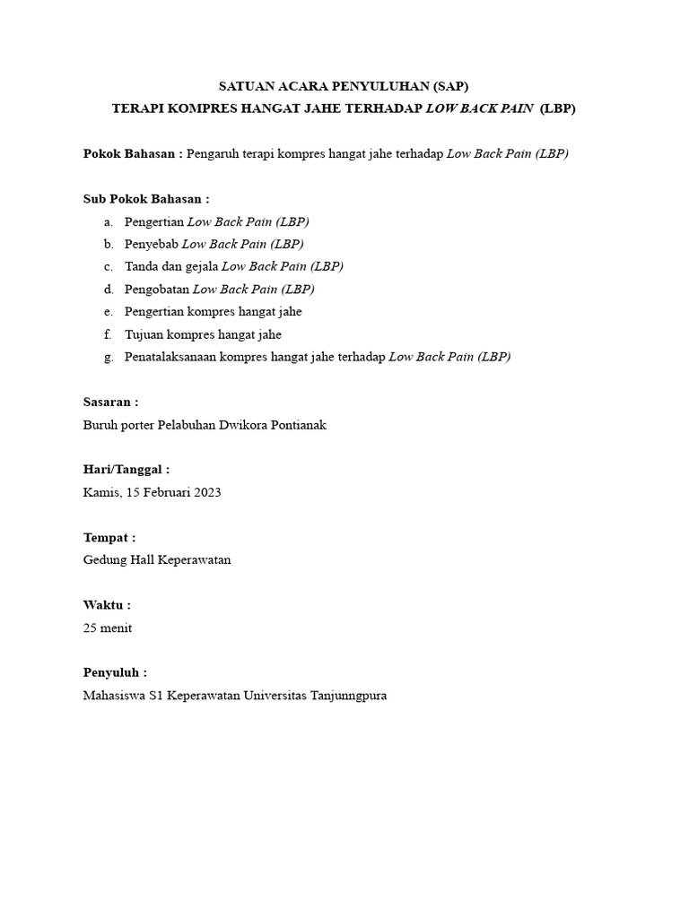 Sap LBP Kompres Hangat Jahe 2 | PDF