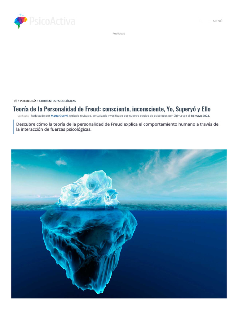 Teoría de La Personalidad de Freud - Consciente, Inconsciente. | PDF | Carné de identidad ...