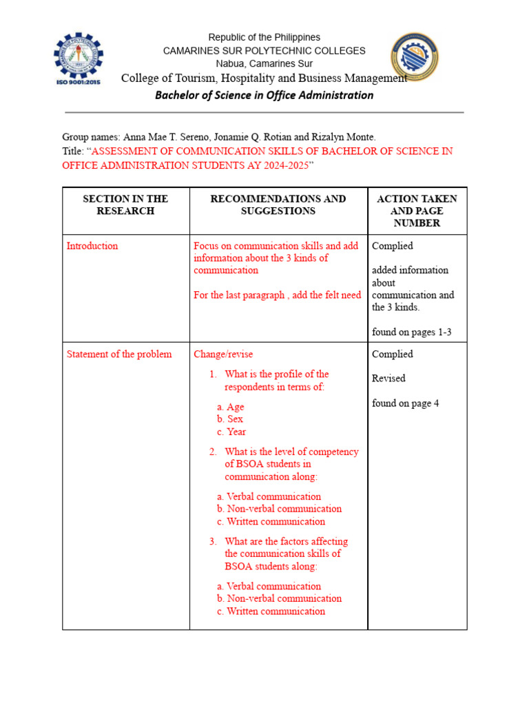 ACTION TAKEN REPORT | Download Free PDF | Communication | Cognition