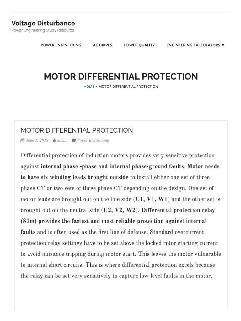 Motor Differential Protection | PDF