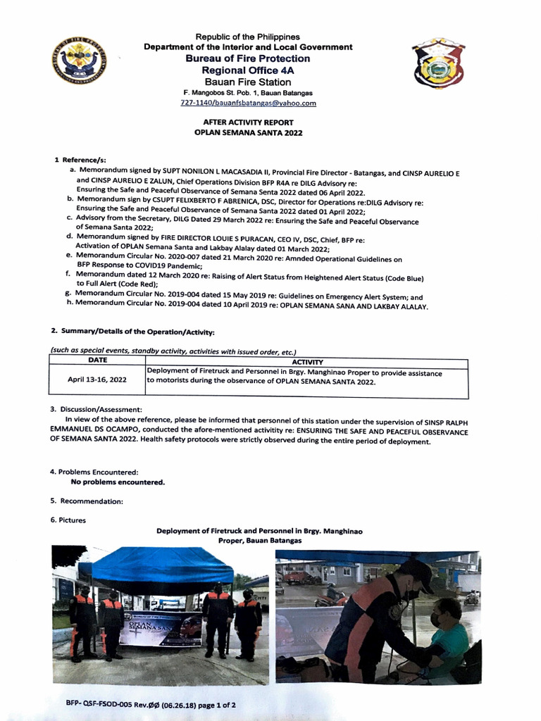 Aar Oplan Semana Santa 2022 | PDF | Emergency Management