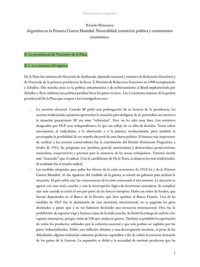 Resumen U2. Weinmann | PDF | Argentina | Conservatismo